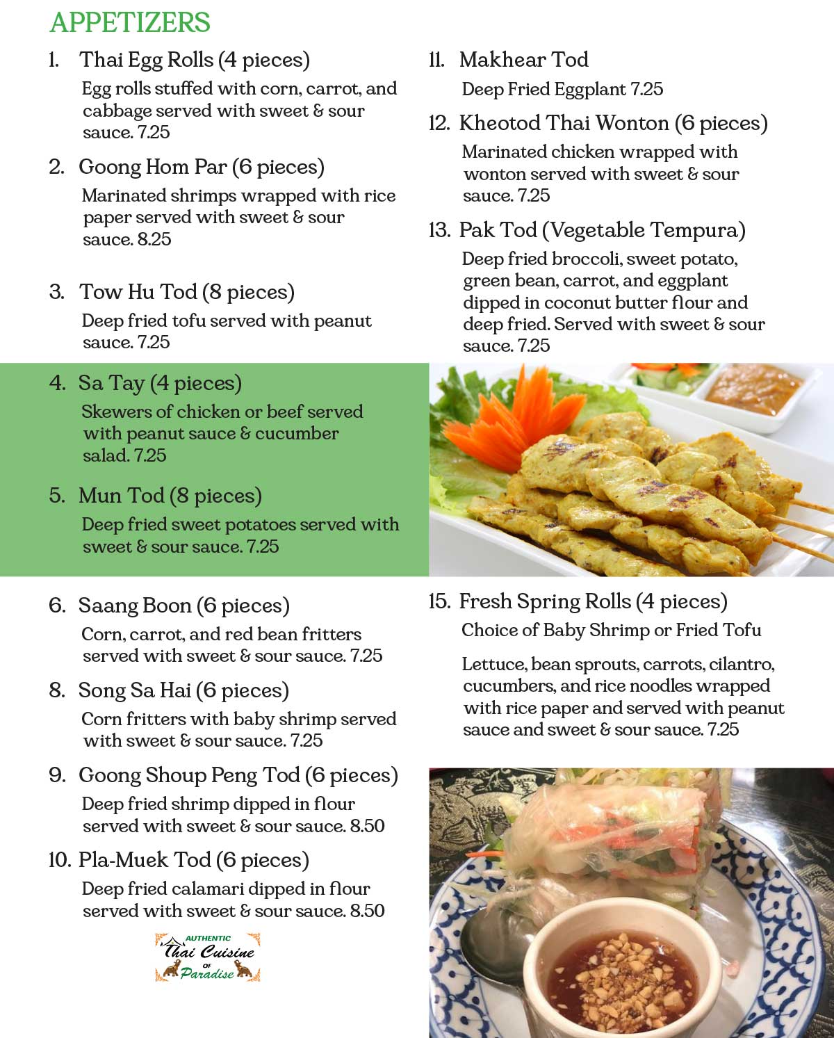 Appetizers – Authentic Thai Cuisine of Paradise