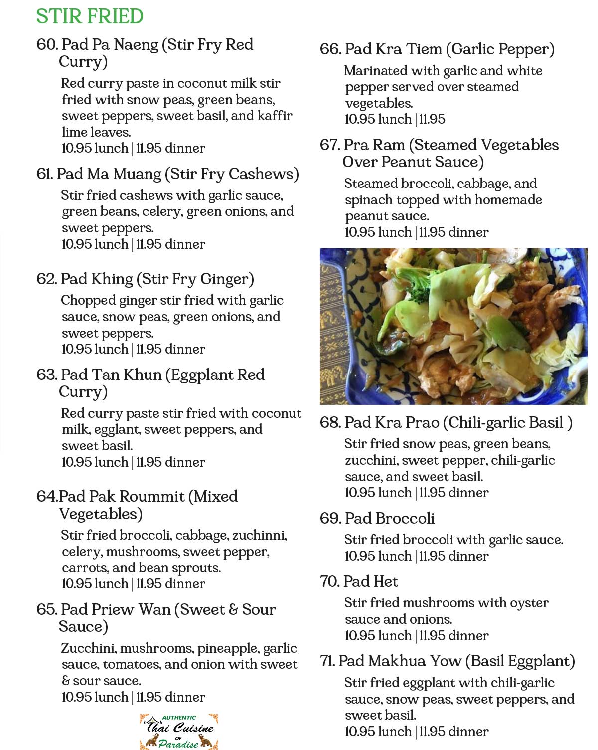 Stir Fried – Authentic Thai Cuisine of Paradise